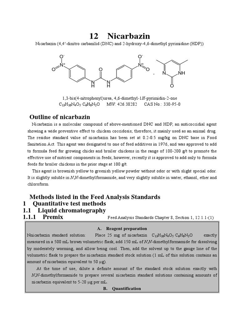 【Outline of nicarbazin】 | PDF | Chromatography | High Performance ...