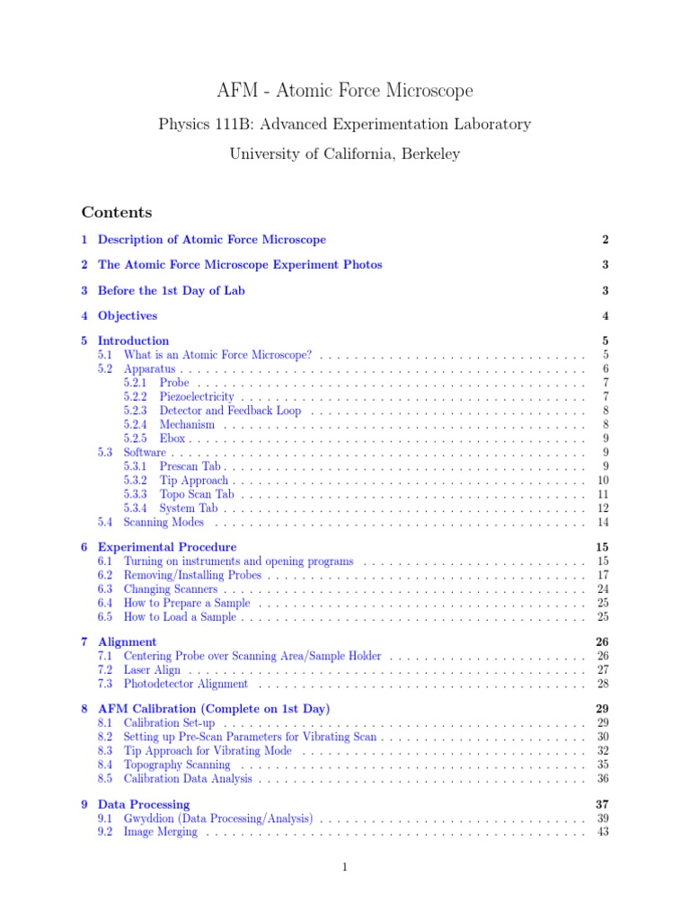 AFM - Atomic Force Microscope: Physics 111B: Advanced Experimentation ...