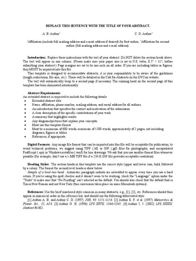 Abstract Submission Template | PDF | Email Address | File Format