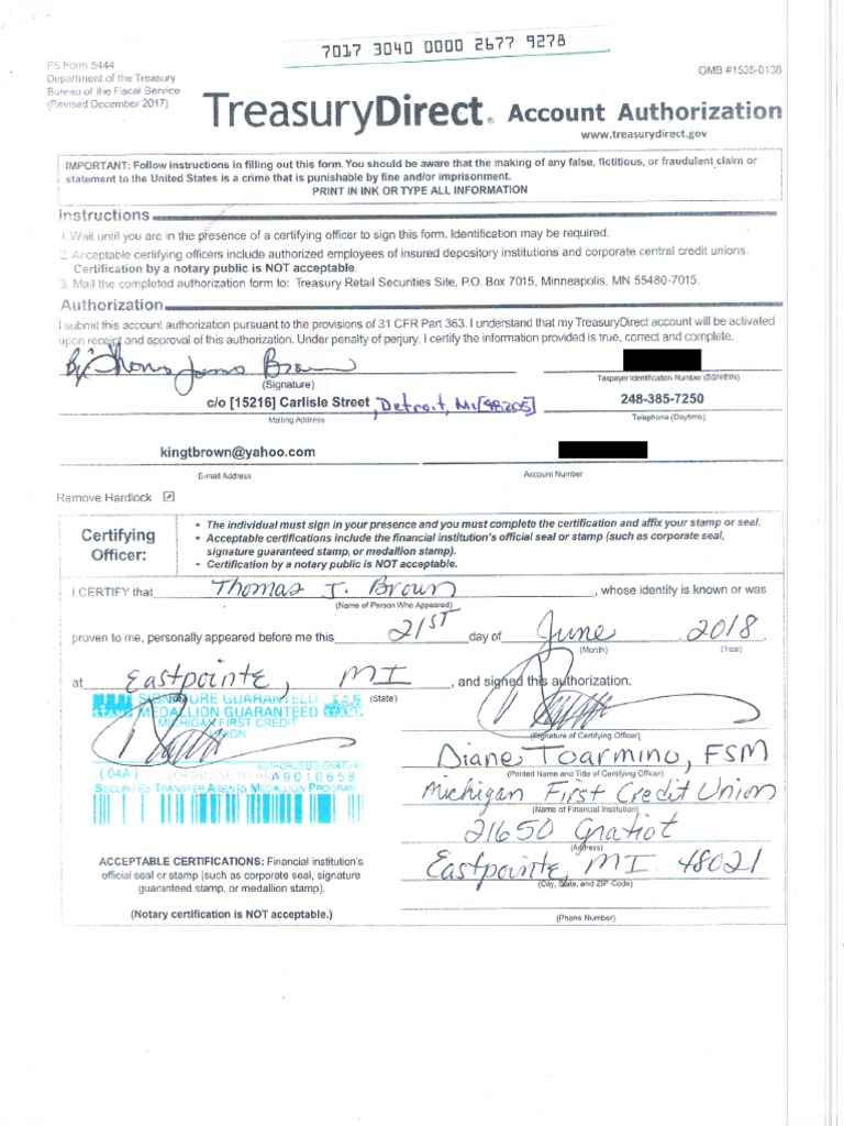 Treasury Direct Account | PDF | Banking | Financial Services