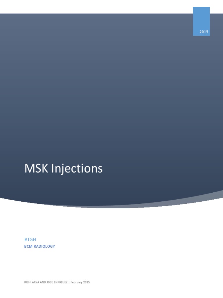 MSK Injections | PDF | Thumb | Joints