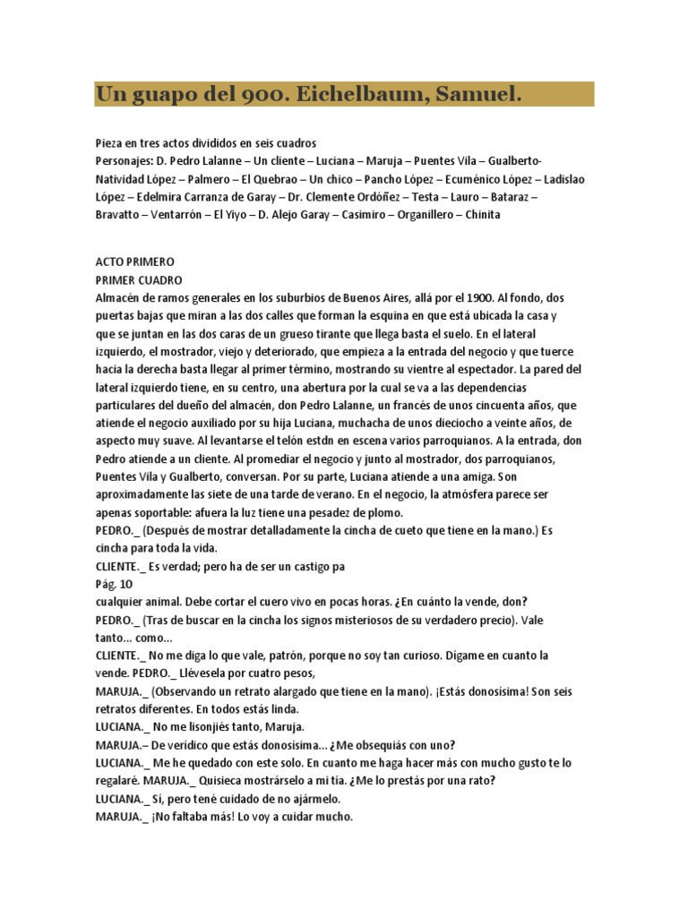 Un Guapo Del 900 | PDF