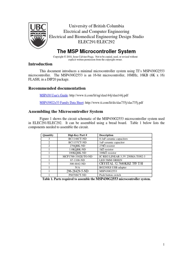 The MSP430 Microcontroller System | PDF | Electrical Engineering ...