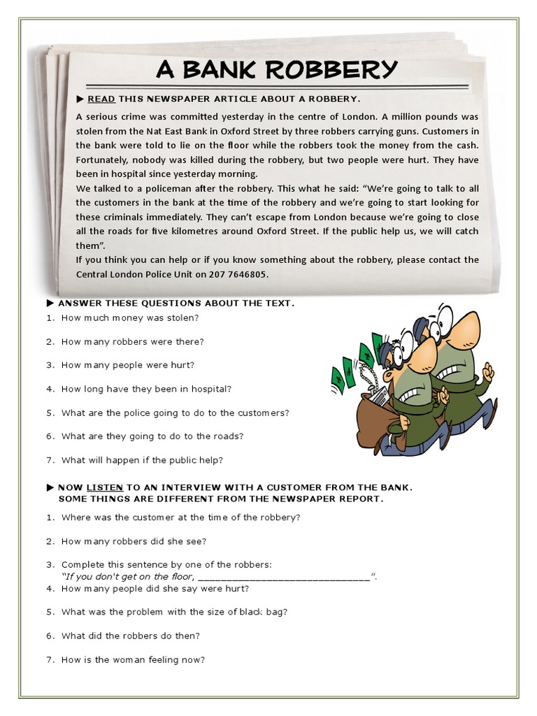 A Bank Robbery Reading Teacher Switcher | PDF | Robbery | Deviance ...