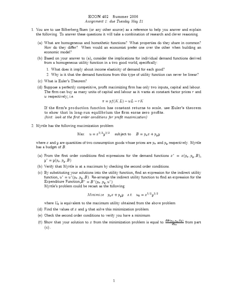 402 Assignment 1 | PDF | Demand | Labour Economics