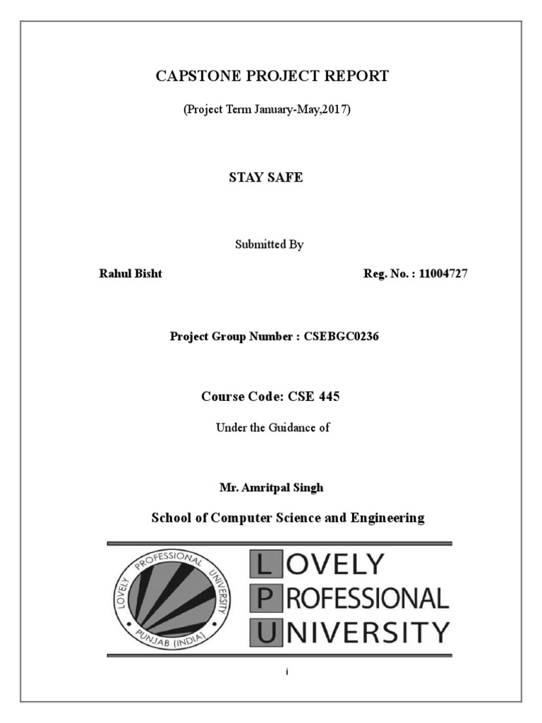 Capstone Project Report: Stay Safe | PDF | Software Testing ...