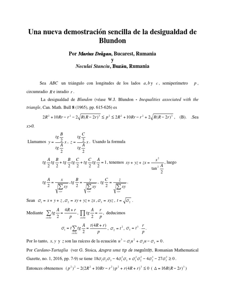 Blundon | PDF | Geometria clasica | Matemática Elemental