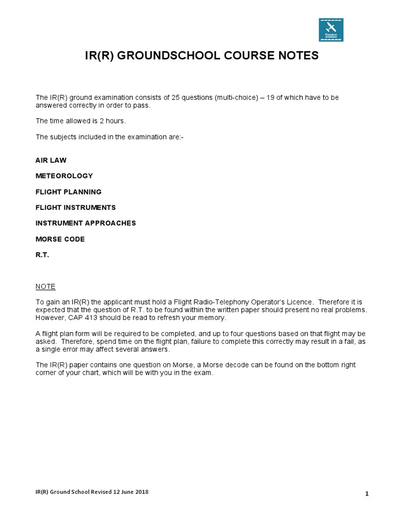IR Training Package | PDF | Transponder (Aeronautics) | Visual Flight Rules
