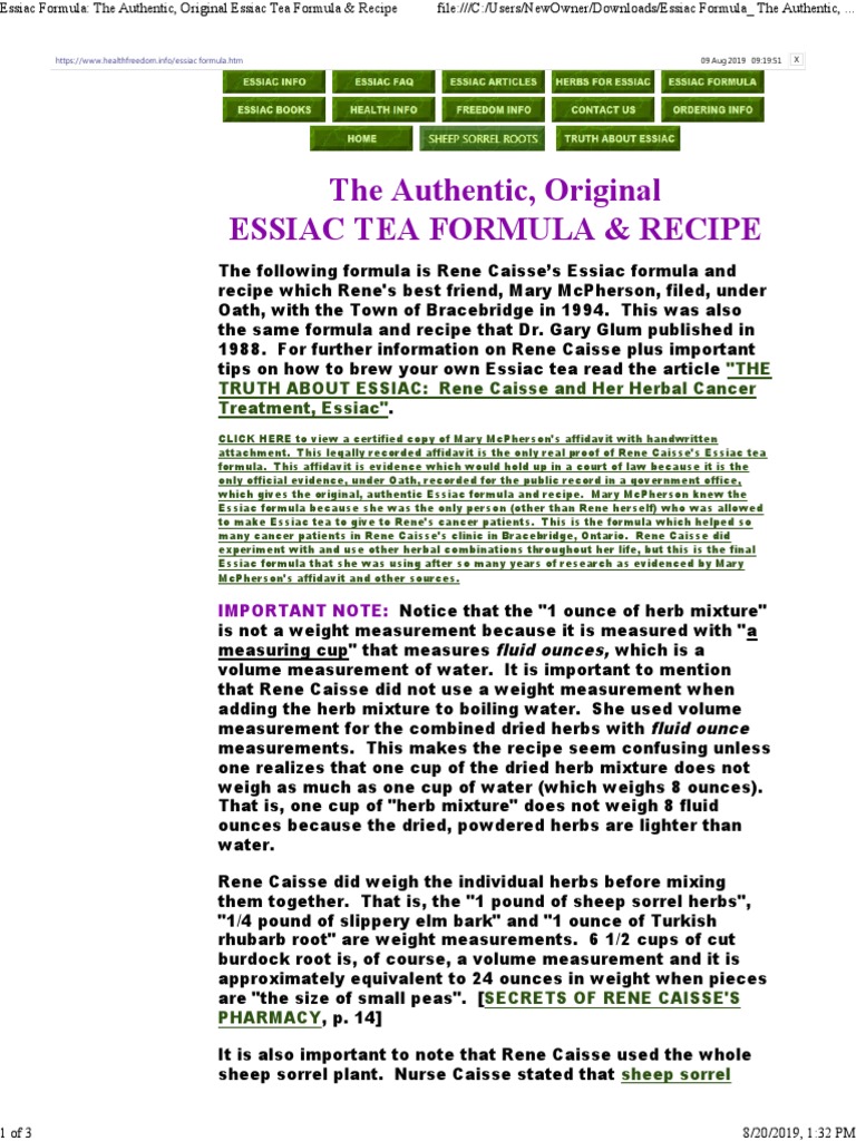 The Authentic Original Essiac Tea Formula And Recipe | Bryont Blog