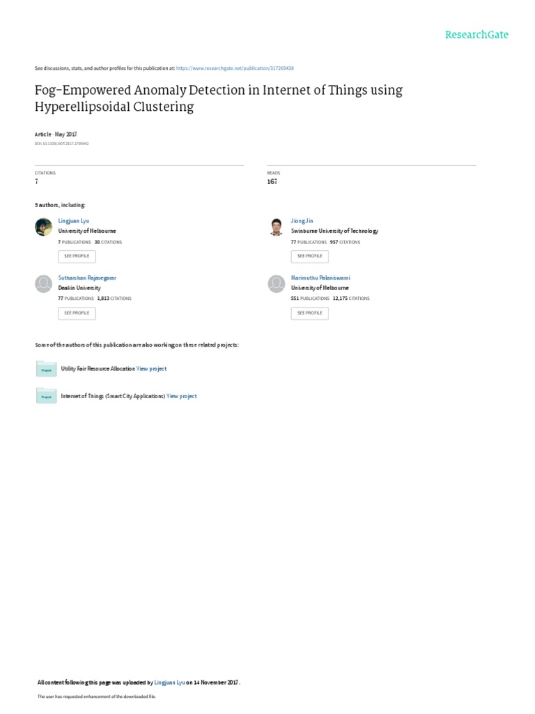 Fog Empowered Anomaly Detection In Internet Of Things Using