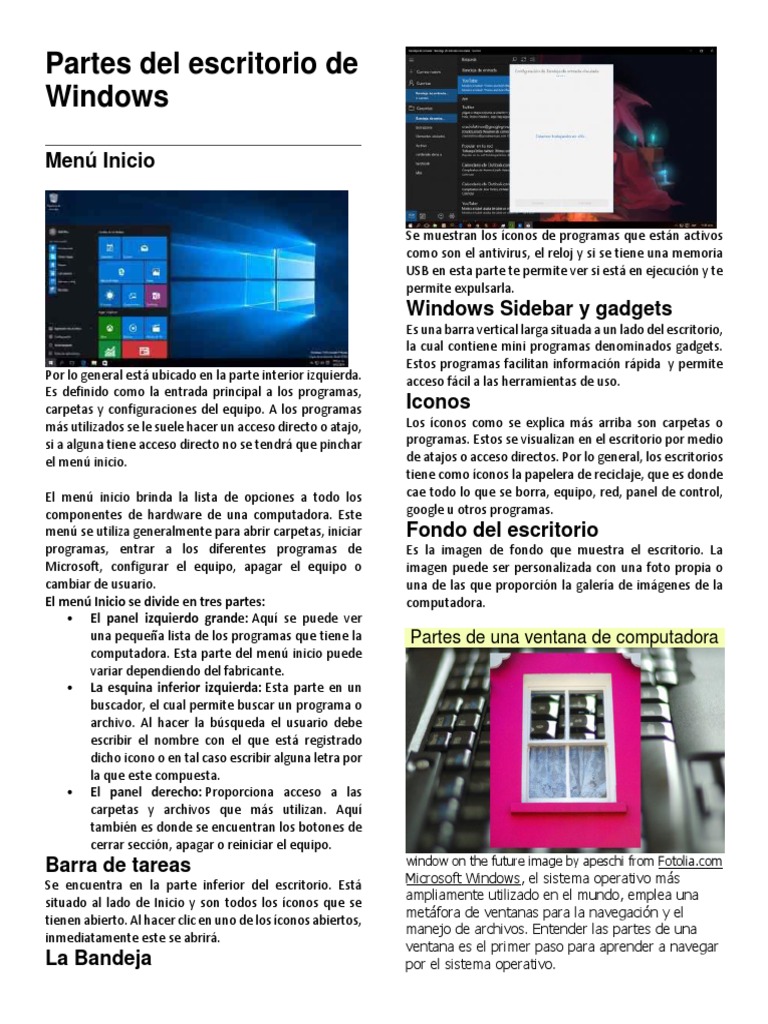Partes Del Escritorio de Windows | PDF | Ventana (informática ...