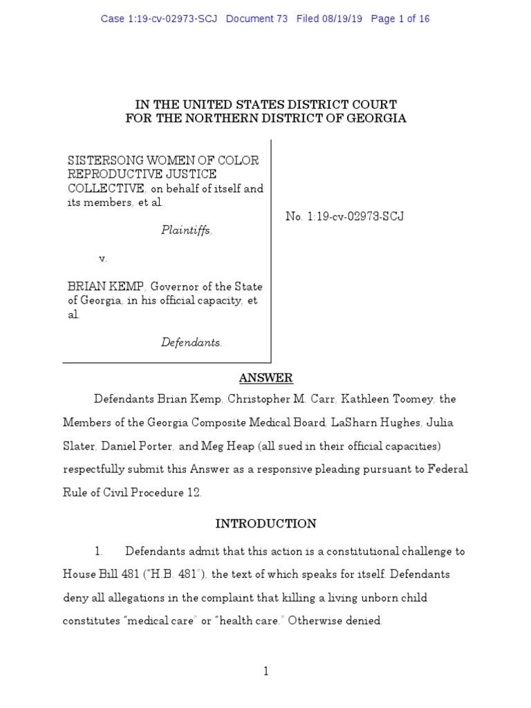 Georgia Injunction Opposition Motion | PDF | Lawsuit | Pleading