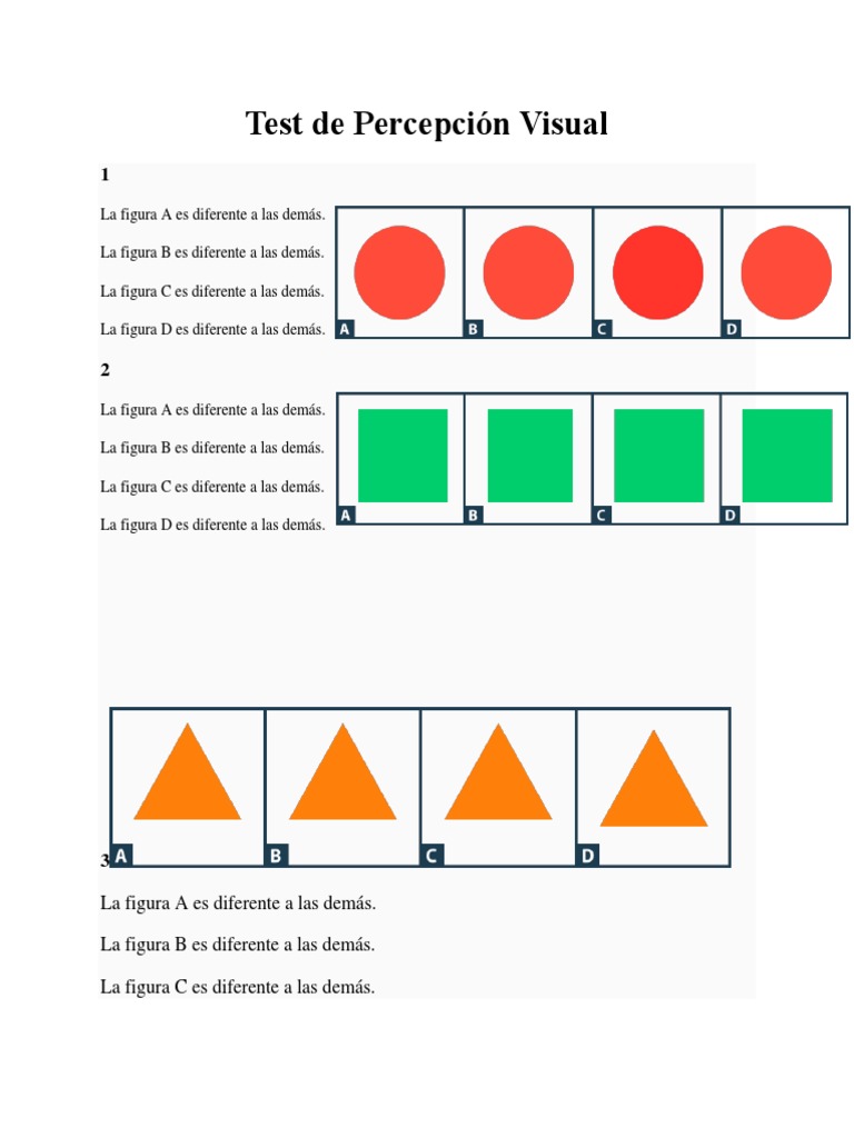 Prueba de percepción visual para evaluar la capacidad de distinguir ...