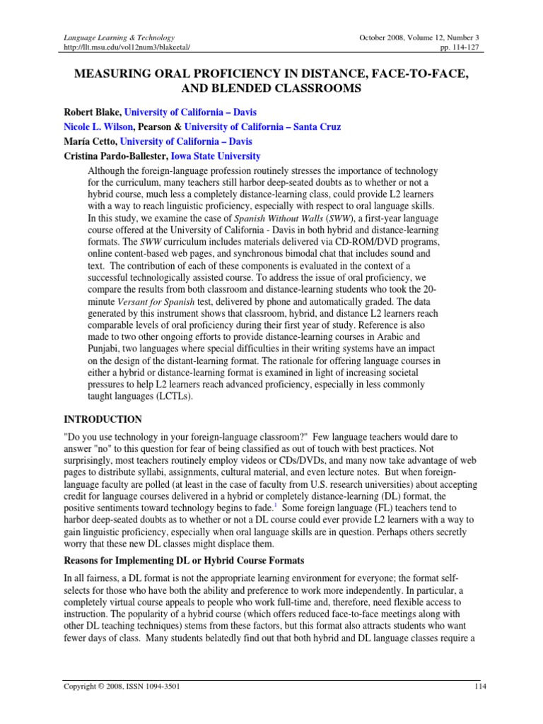 Measuring Oral Proficiency | PDF | Second Language | Distance Education