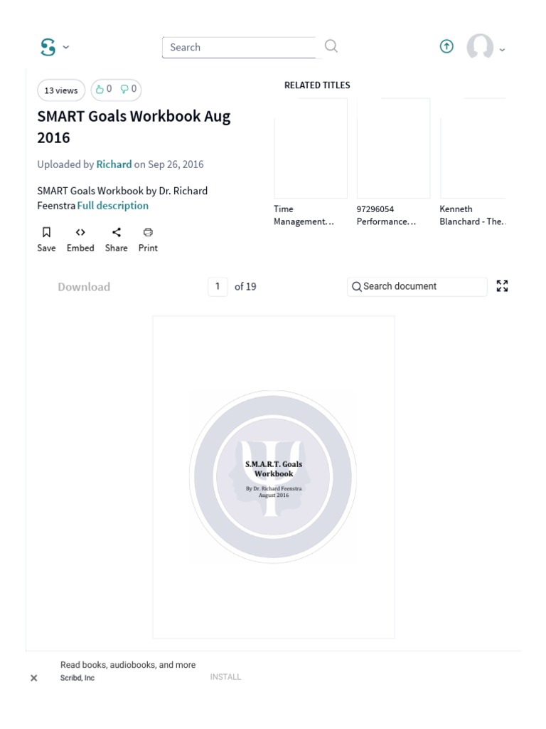 SMART Goals Workbook Aug 2016 - Goal Setting - Goal | PDF | Scribd ...