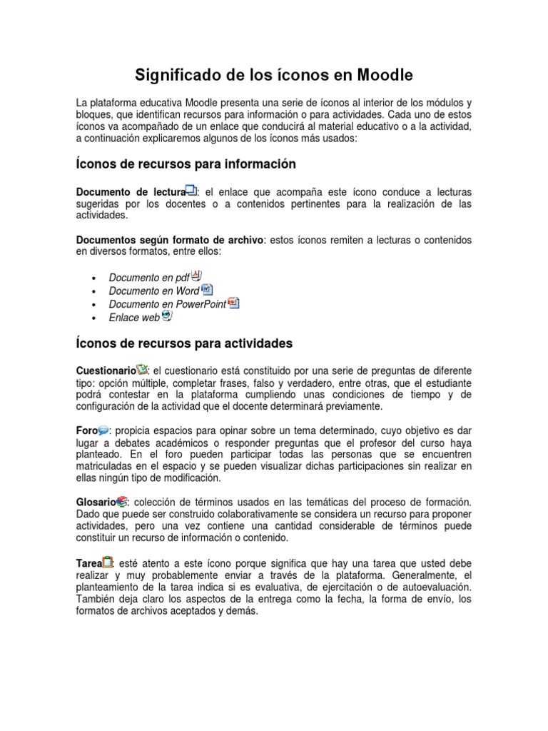 Significado de Los Íconos en Moodle | PDF