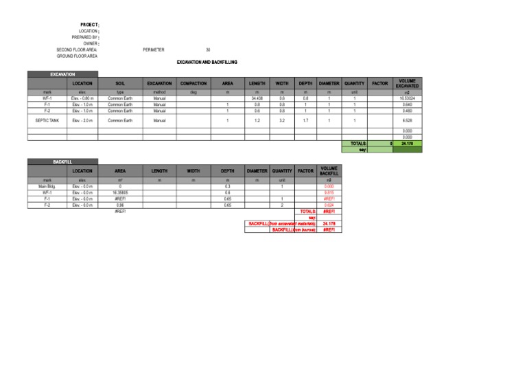 Excel Estimate Excavation | PDF | Civil Engineering | Nature