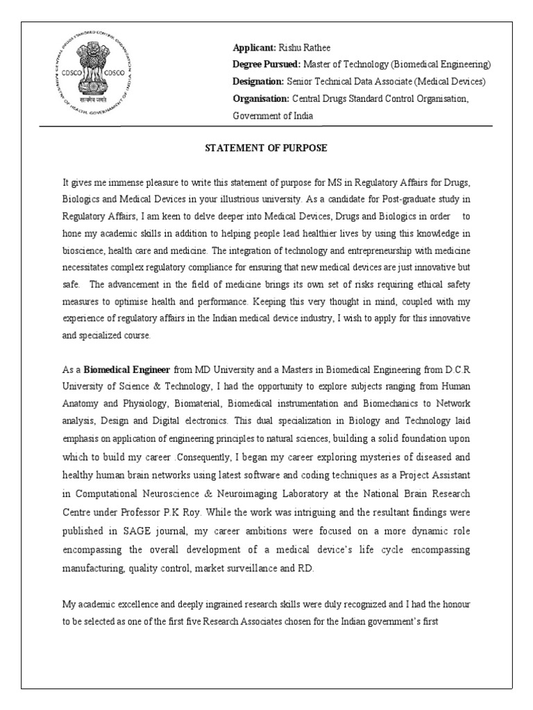 Sop | PDF | Biomedical Engineering | Medical Device