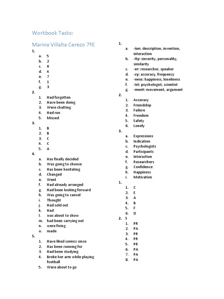 Workbook Tasks 1 PDF | PDF | Psychology | Psychological Concepts