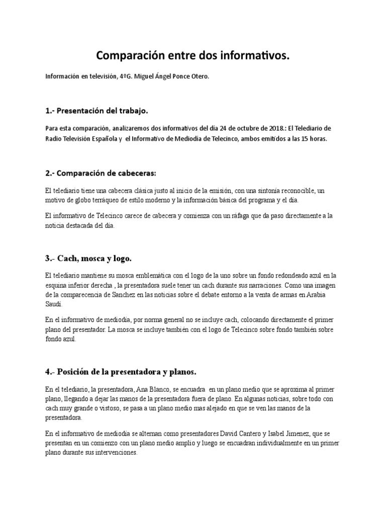 Comparación Entre Informativos | PDF