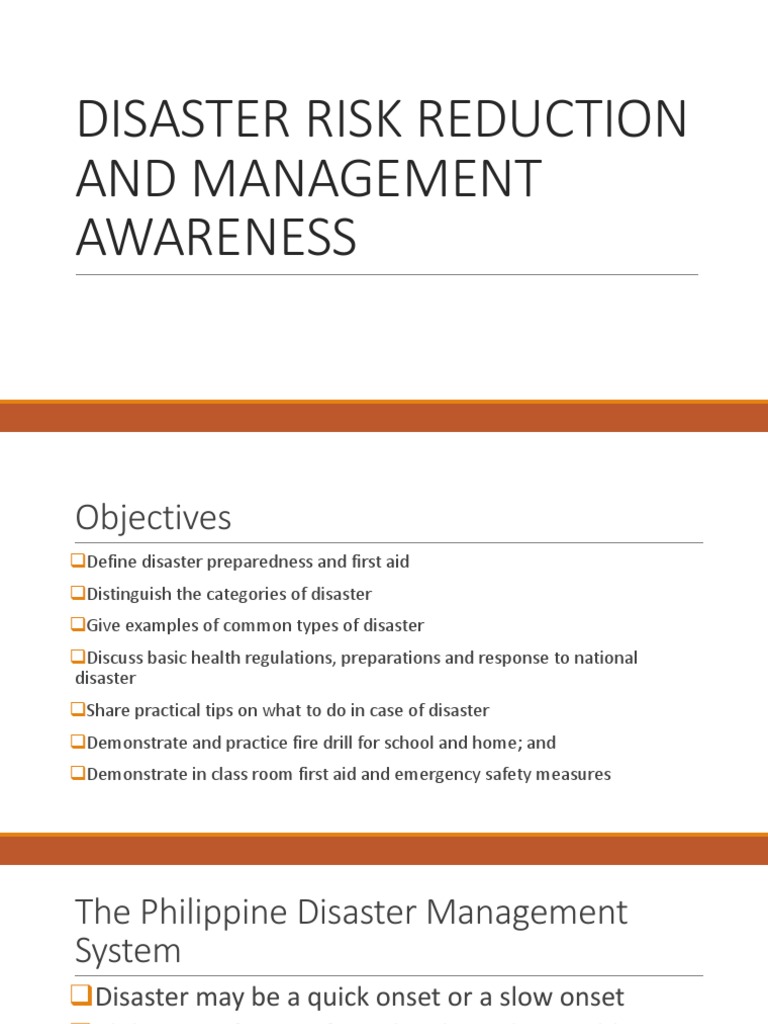 Disaster Risk Reduction and Management Awareness | PDF | Hazards ...