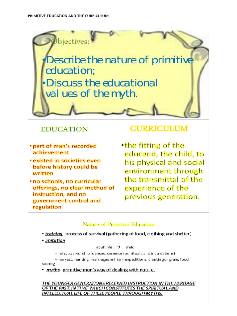 Primitive Education and The Curriculum | PDF