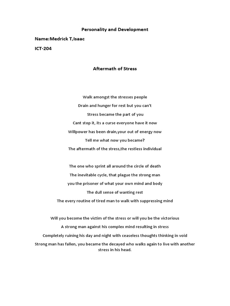Personality and Development Poem | PDF