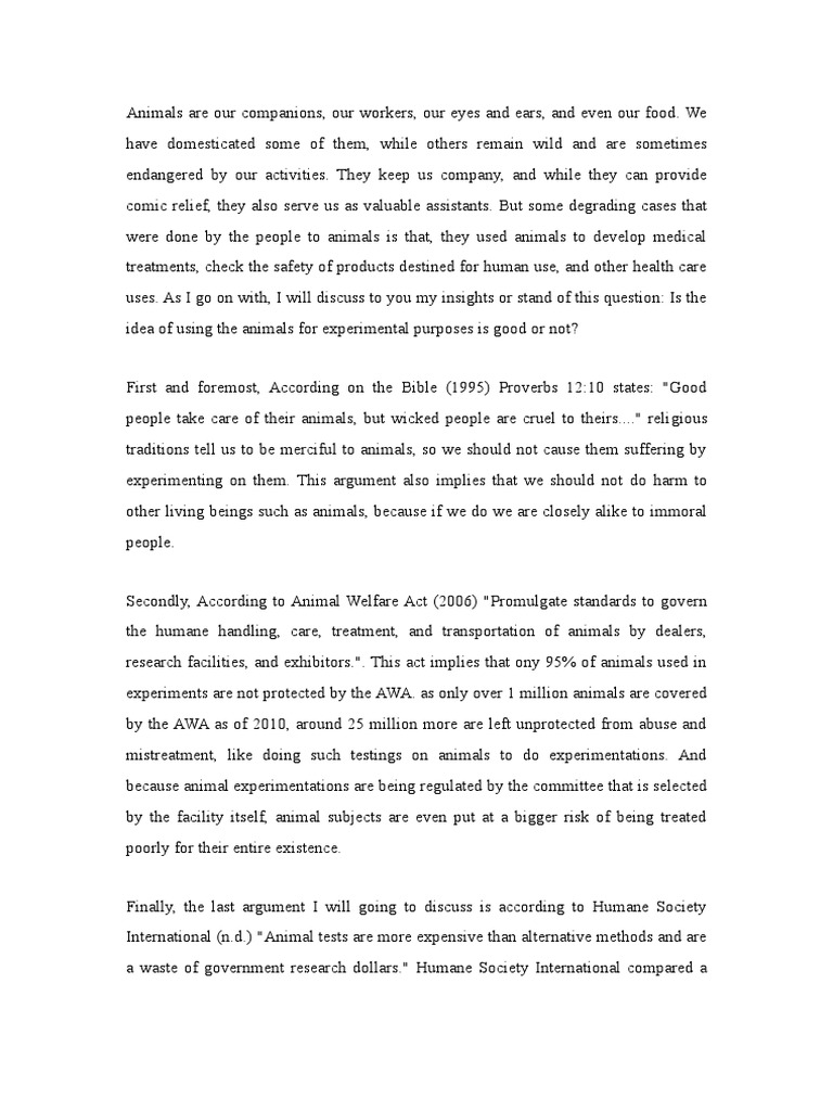 Position Paper ESP | PDF | Animal Testing | Applied Ethics