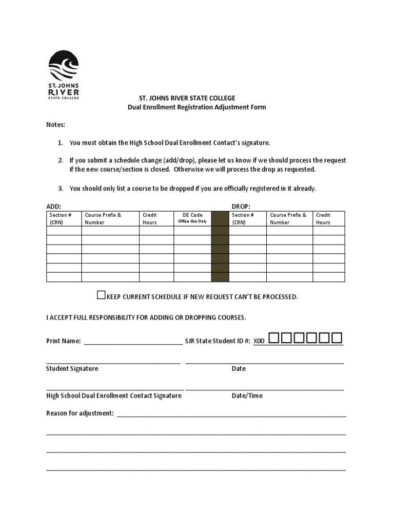 Dual Enrollment Registration Form | PDF | Government | Business
