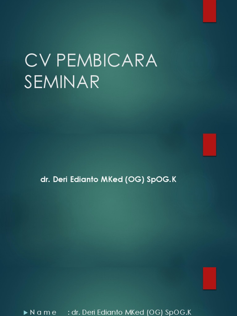 CV PEMBICARA SEMINAR.pptx | Percutaneous Coronary Intervention ...