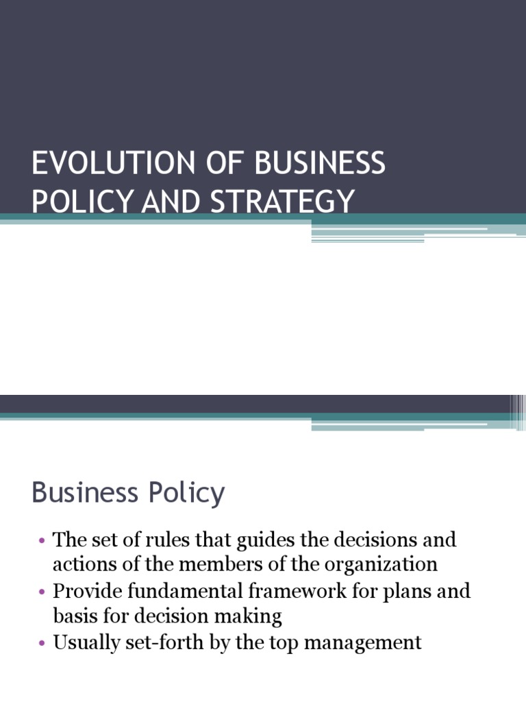 Evolution of Business Policy and Strategy | PDF | Strategic Management ...