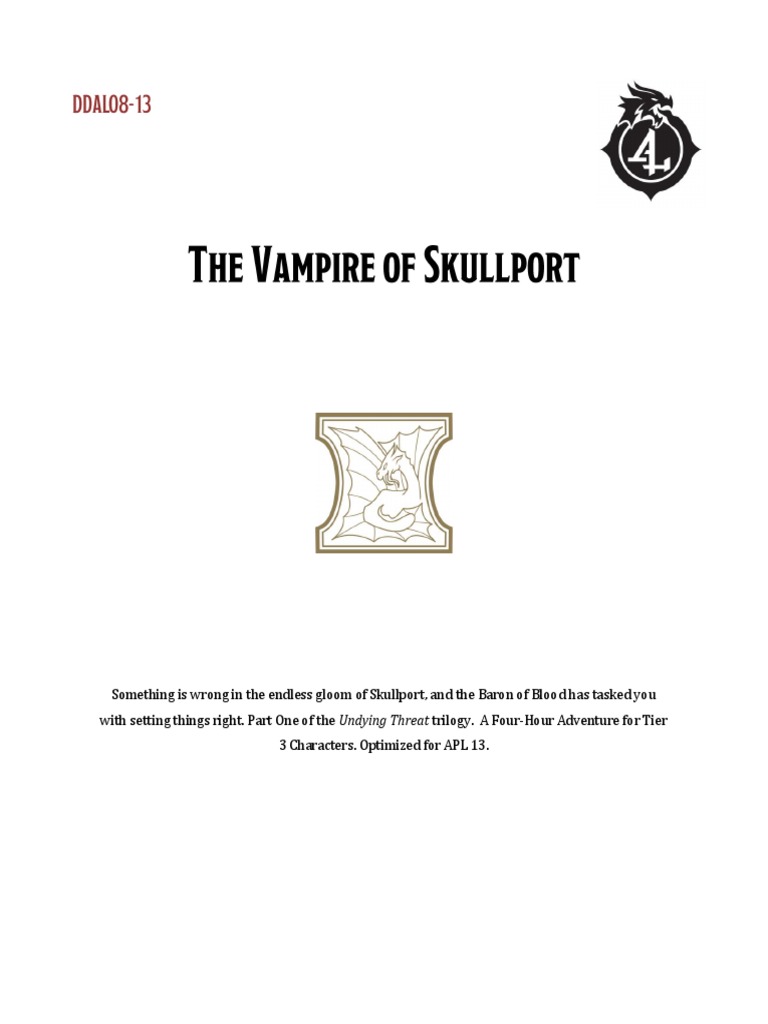 DDAL08-13 - The Vampire of Skullport | PDF | Dungeons & Dragons ...