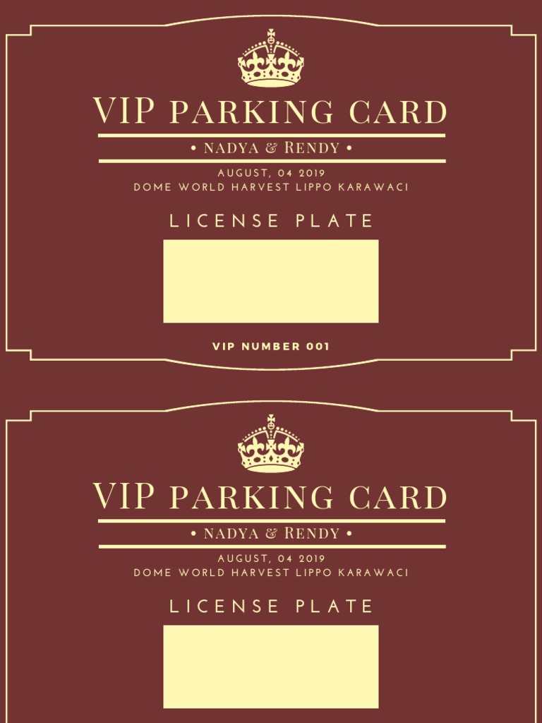 VIP Parking Card: License Plate | PDF