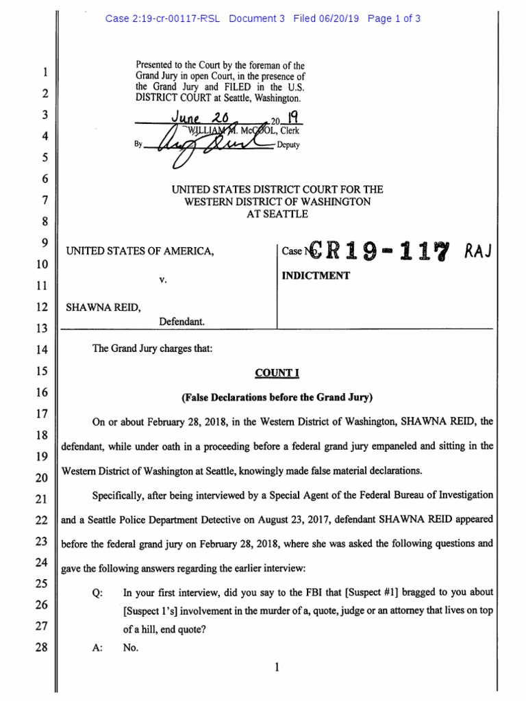 Shawna Reid Indictment Connection With Thomas Wales Case | PDF