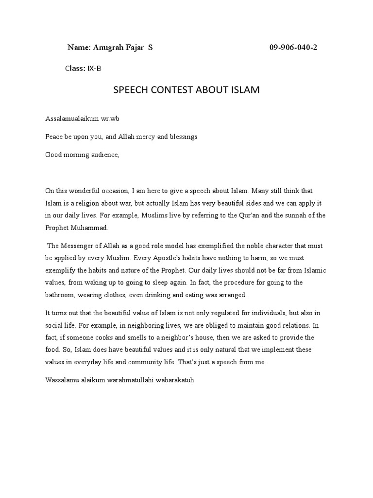 Islamic Values in Daily Life Speech | PDF | Abrahamic Religions ...