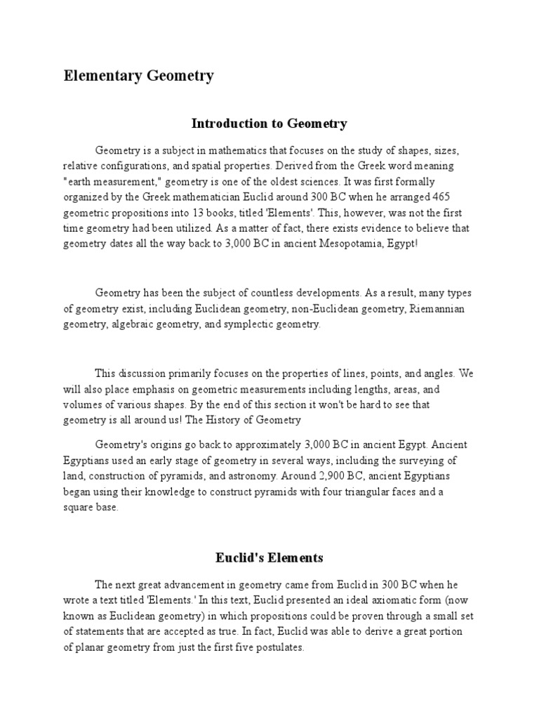 Elementary Geometry | PDF | Line (Geometry) | Geometry