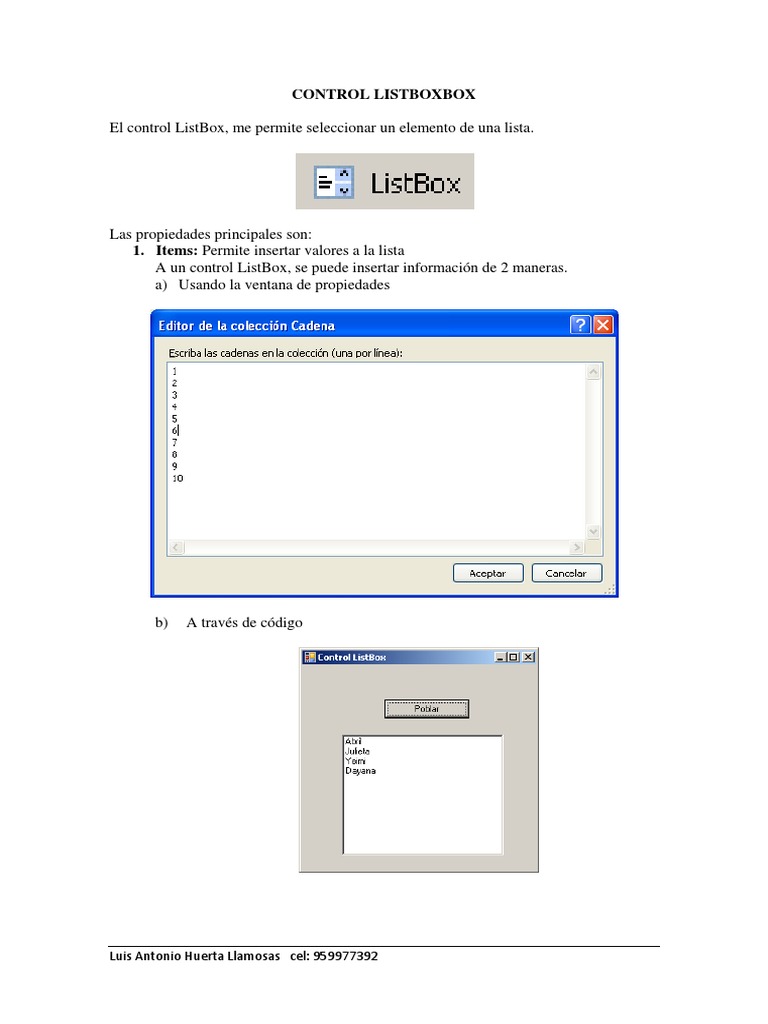 LhSesion 06 Control Listbox | PDF | Programación de computadoras ...