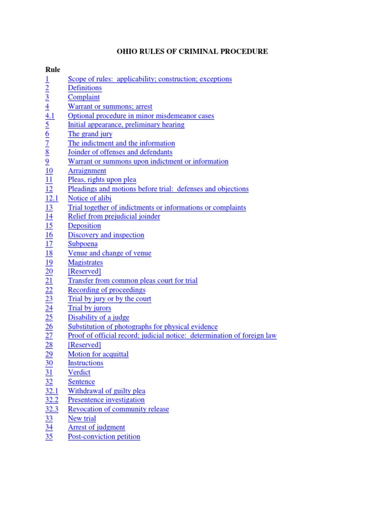 Ohio Rules of Criminal Procedure: An Overview of Key Procedural Rules ...