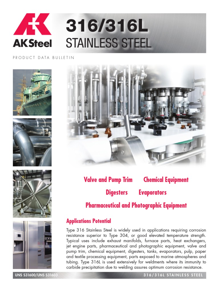 Classification - 316,316L Application and Properties - AK Steel | PDF ...