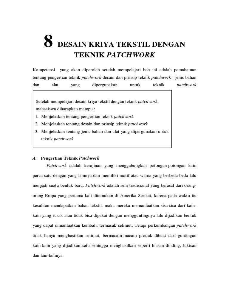 Desain Kriya Tekstil: Teknik Patchwork | PDF | Seni