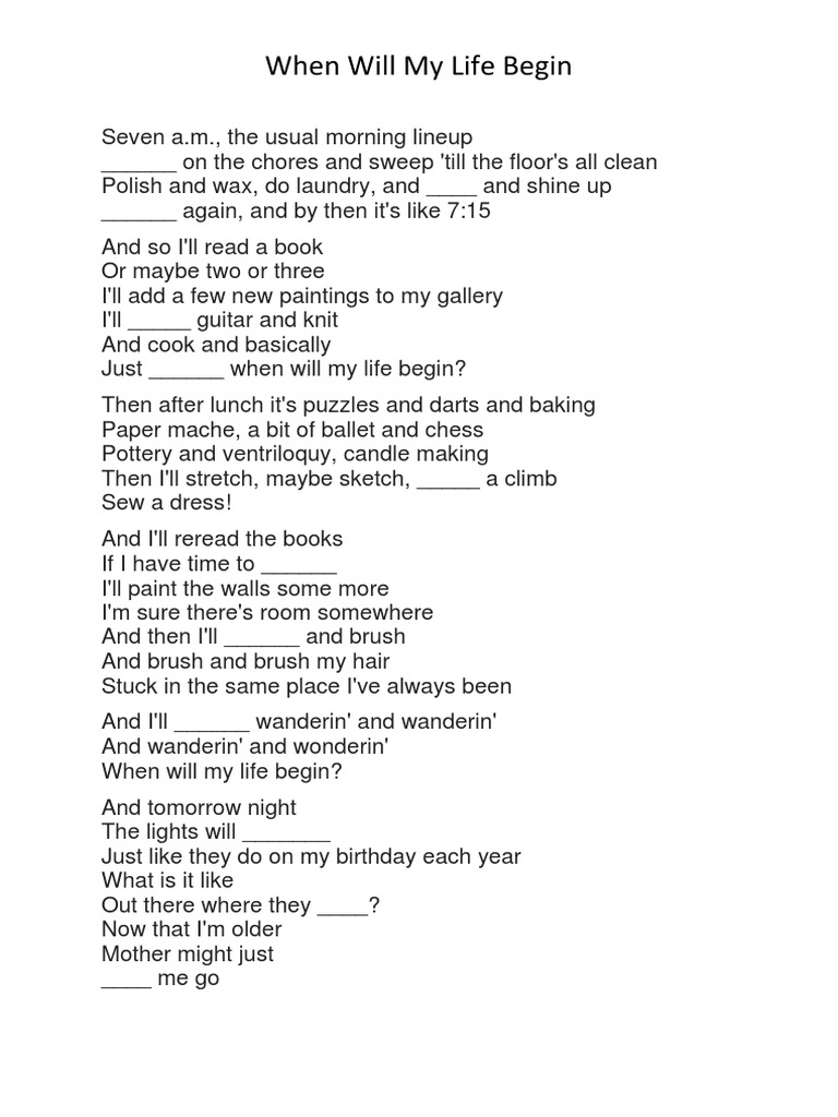 When Will My Life Begin | PDF