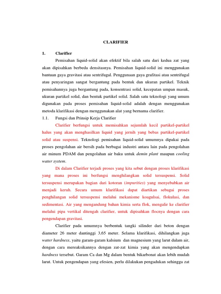 Fungsi dan Cara Kerja Clarifier | PDF