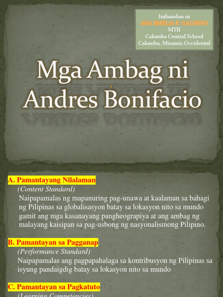 Mga Ambag Ni Andress Bonifacio | PDF