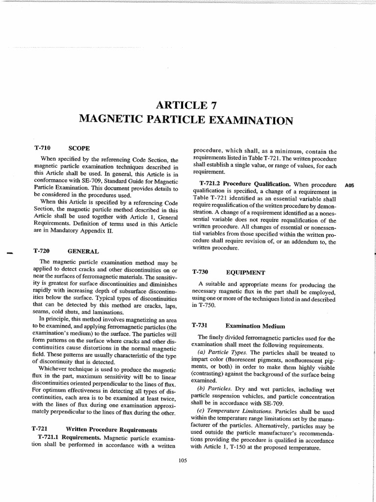 ASME V Article 7 MT PDF | PDF