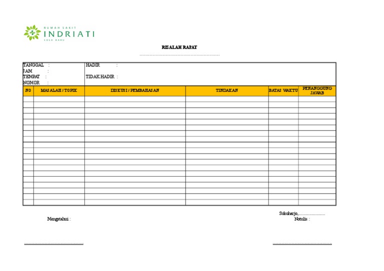 Format Notulen Rapat Sederhana | PDF