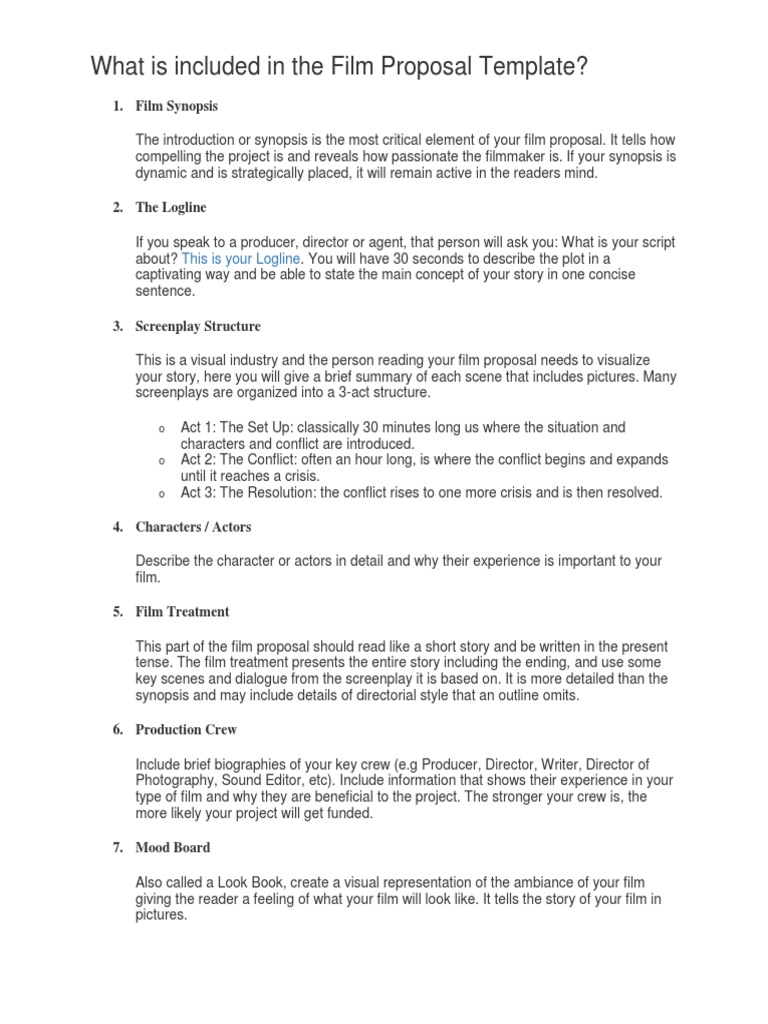 Film Proposal | PDF | Filmmaking | Screenplay