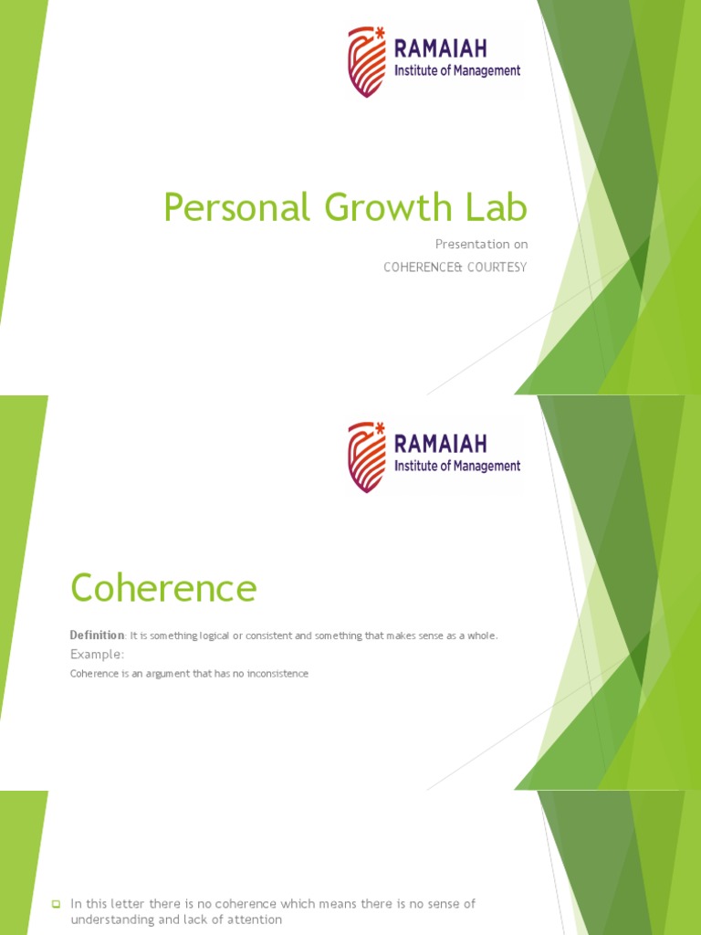 Personal Growth Lab: Presentation On Coherence& Courtesy | PDF | Truth ...