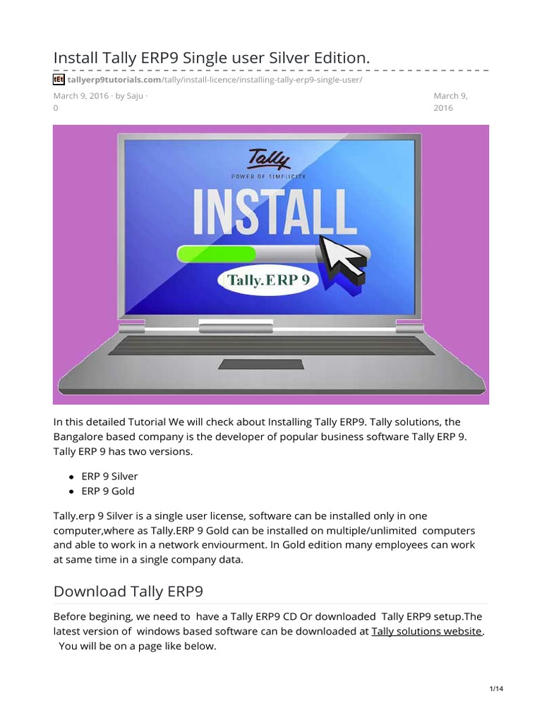 A Step-by-Step Guide to Installing Tally ERP9 Single User Silver ...