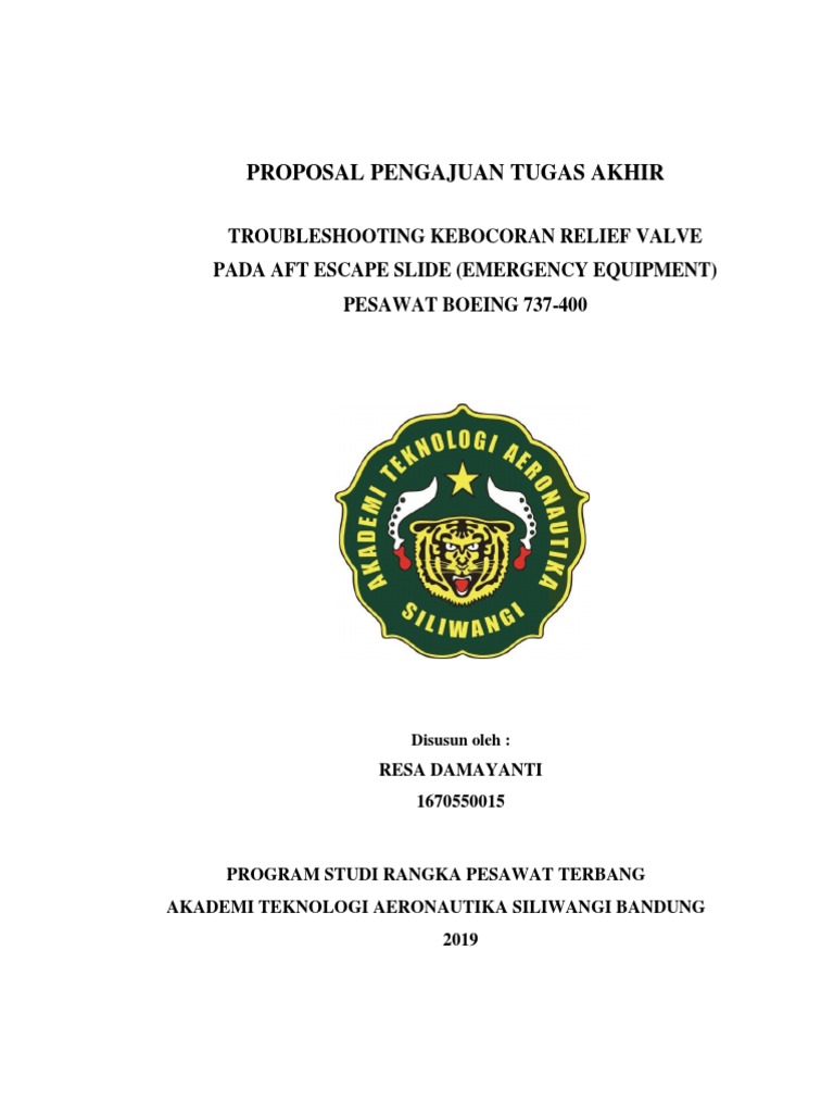 Proposal Troubleshooting Kebocoran Relief Valve Pada Aft Escape Slide ...