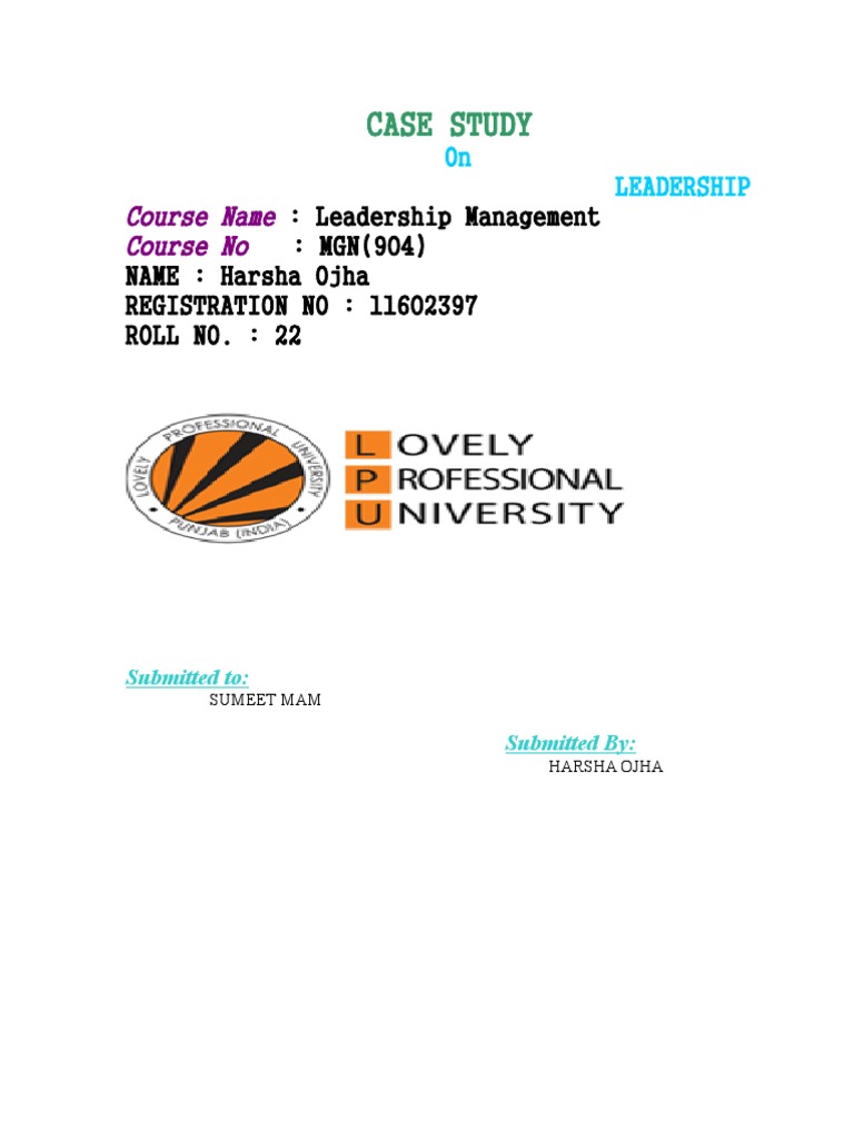 Case Study: On Leadership | PDF | Leadership | Goal